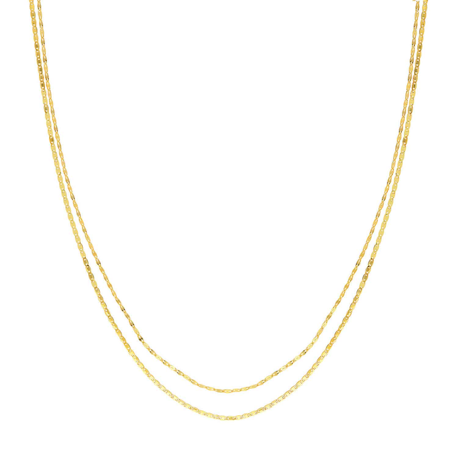 14K Gold Layered Hammered Forzatina Chain Necklace 16"-18" Adjustable ...