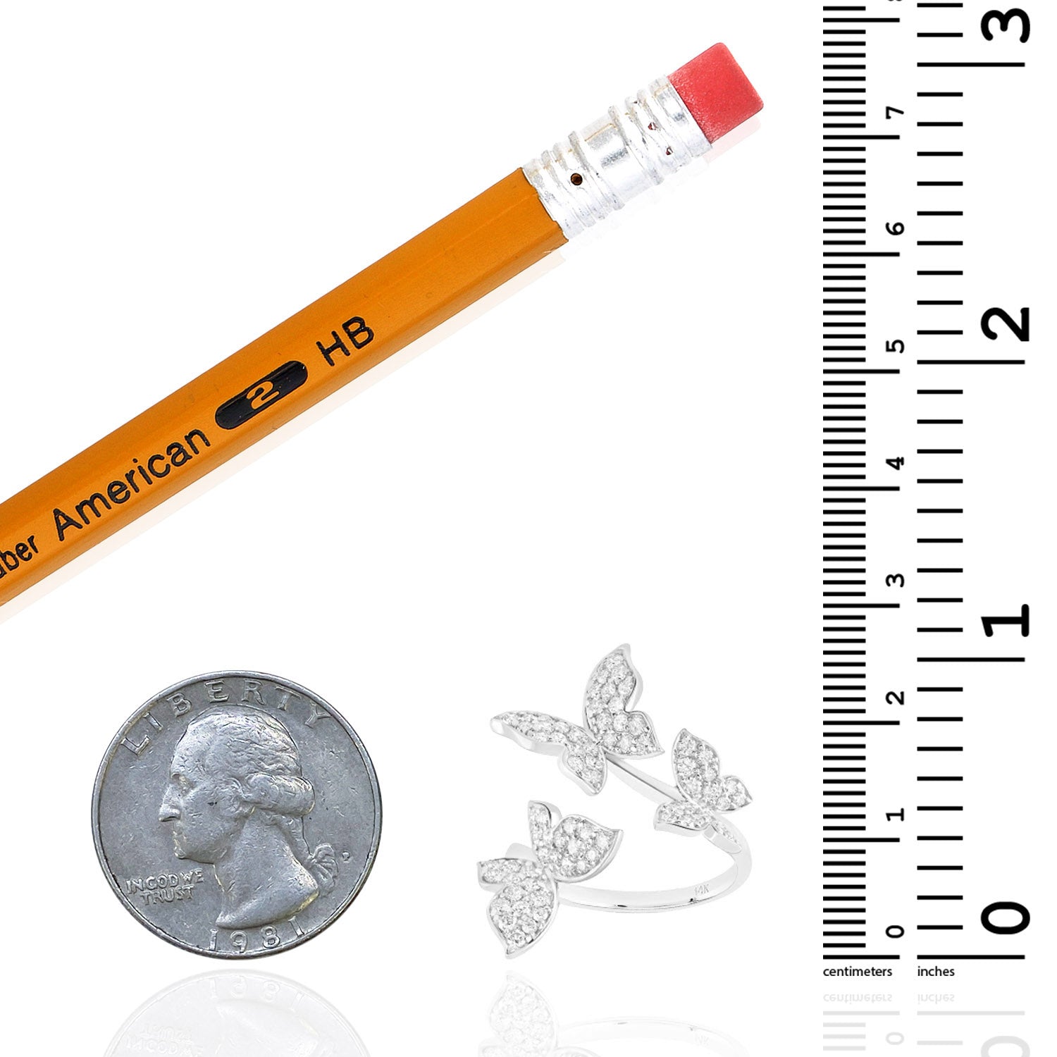 1CTW Natural Diamonds 14K White Gold Diamond Butterfly Cocktail Ring